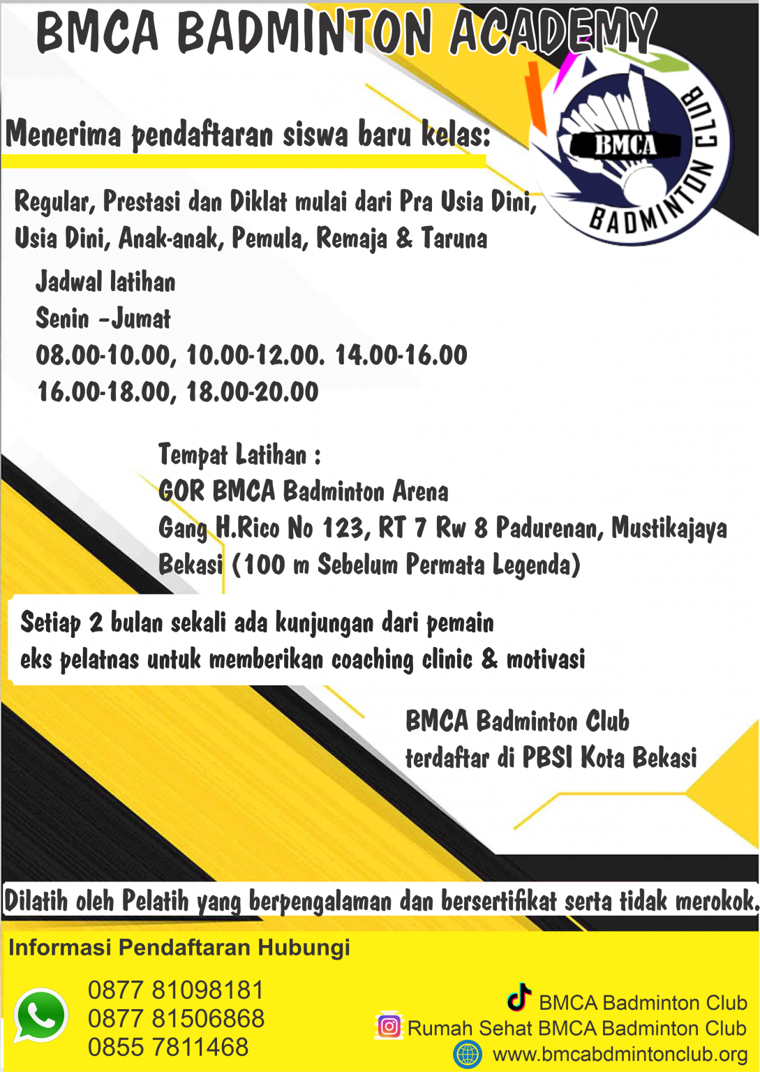 Form Pendaftaran - BMCA BADMINTON ACADEMY